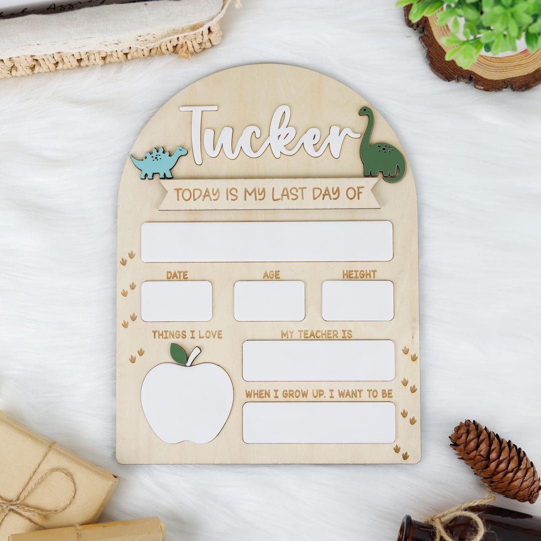 Dinosaur Back to School Sign, Dinosaur First Day of School Board ...