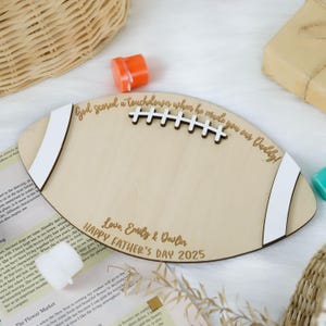 Football God Scored A Touchdown Dad Wooden Sign, Custom Footprint ...