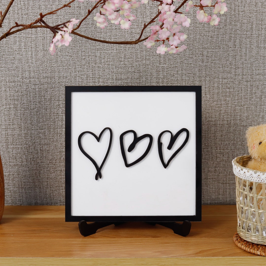 Custom 3D Hand-drawn Heart Sign, Personalized Heart Hand-writing 3D ...