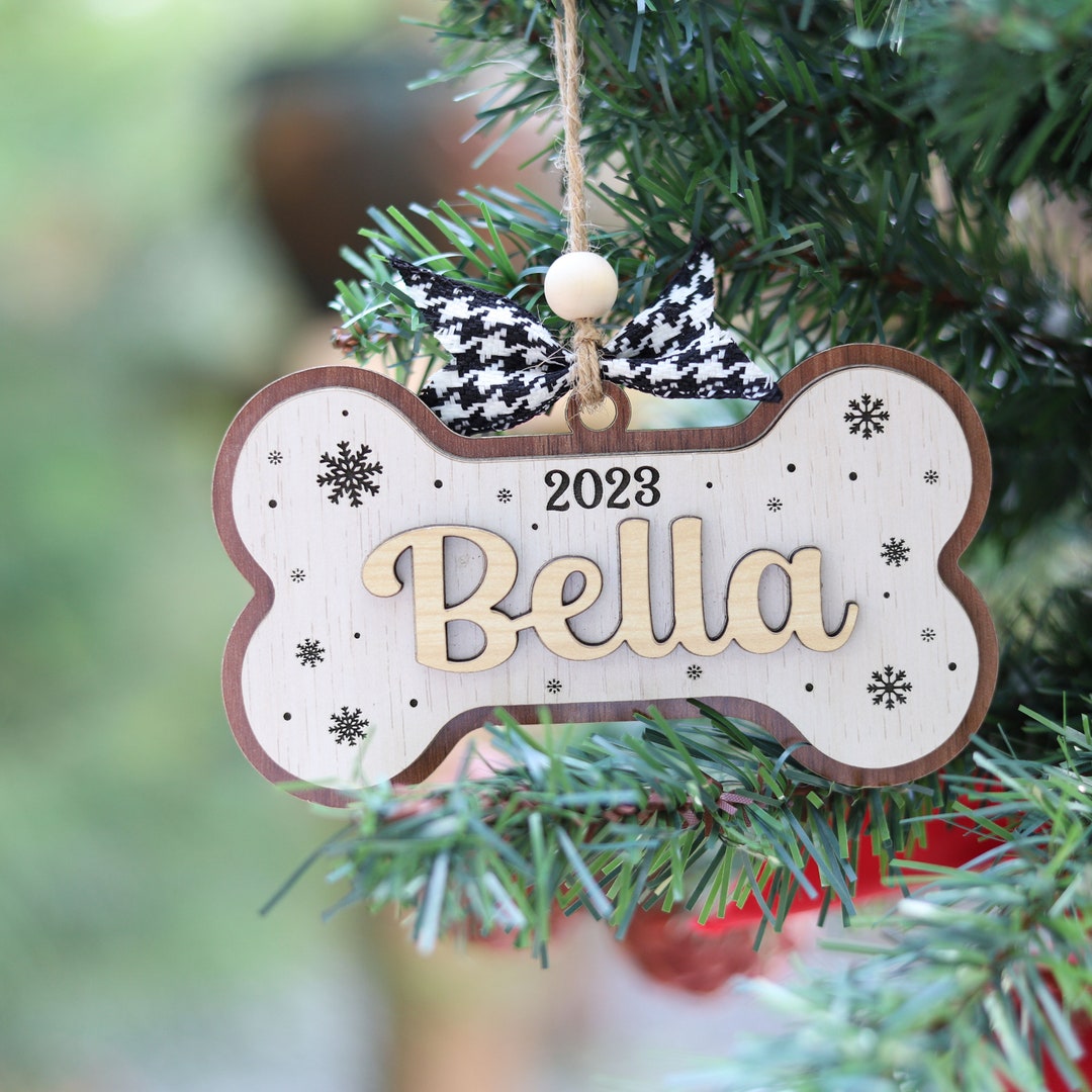 Personalized Dog Bone Ornament, Dog Name Tag Ornament, Dog Christmas ...