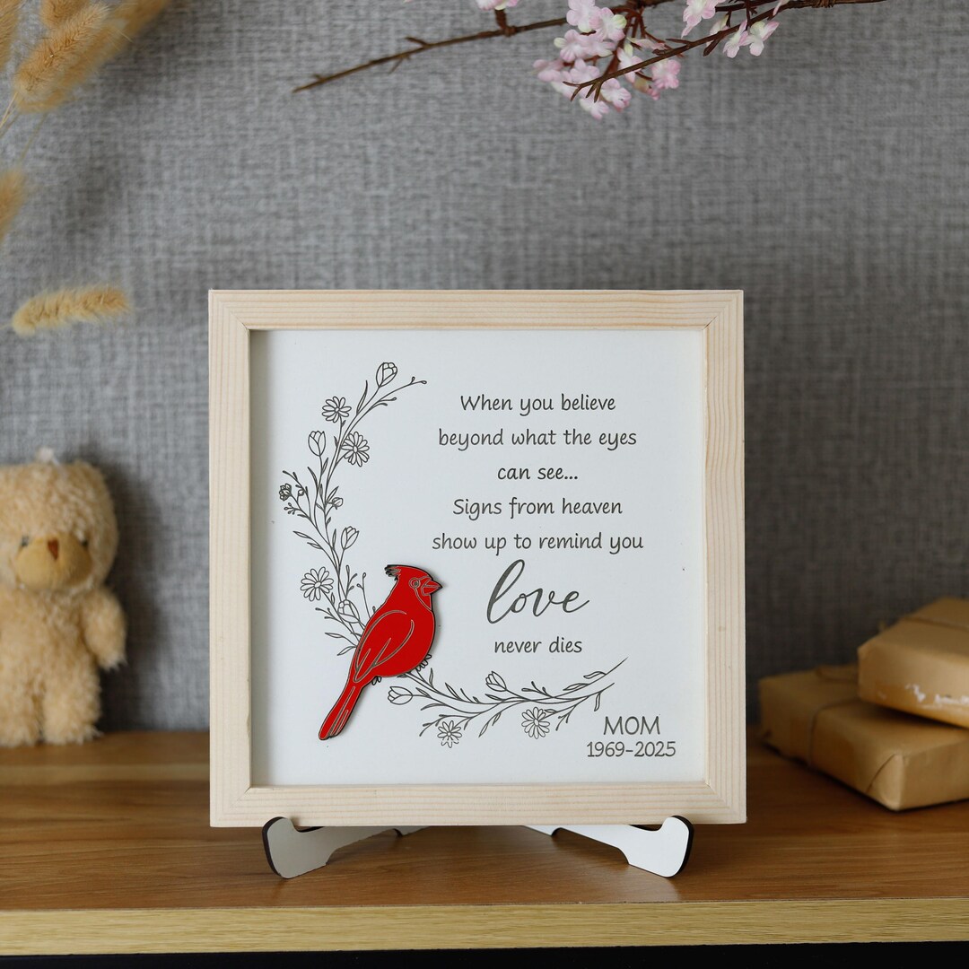 Personalized Cardinal Mom Memorial Frame Sign, as I Sit in Heaven ...
