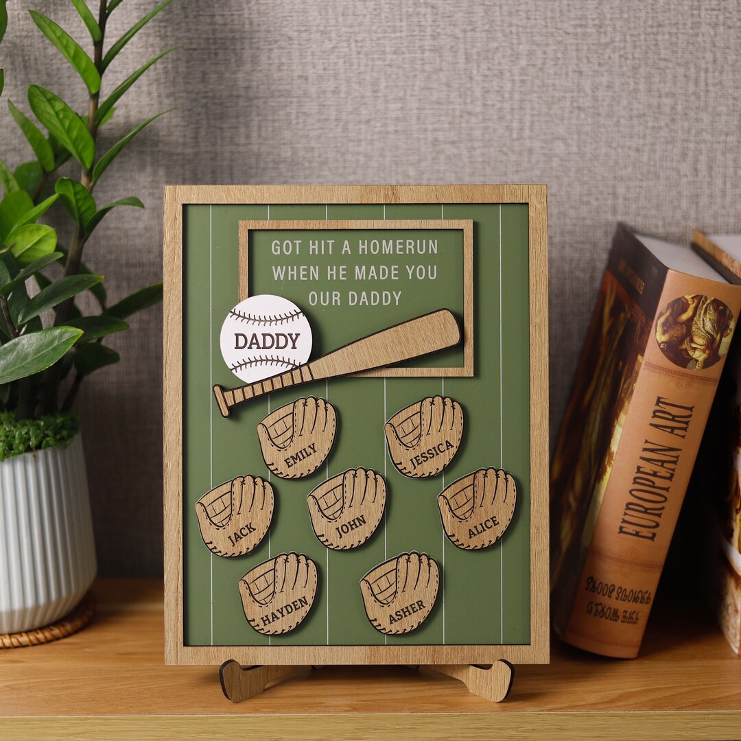 Personalized Baseball Dad 3D Sign, Team Daddy, Layered Baseball Sign ...