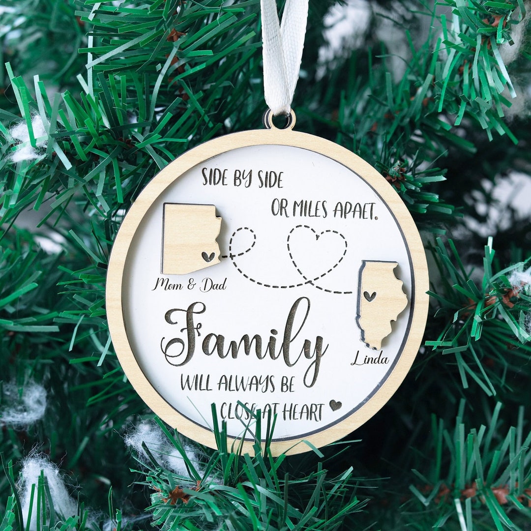 Personalized States Family Long Distance Ornament, Custom Long Distance ...