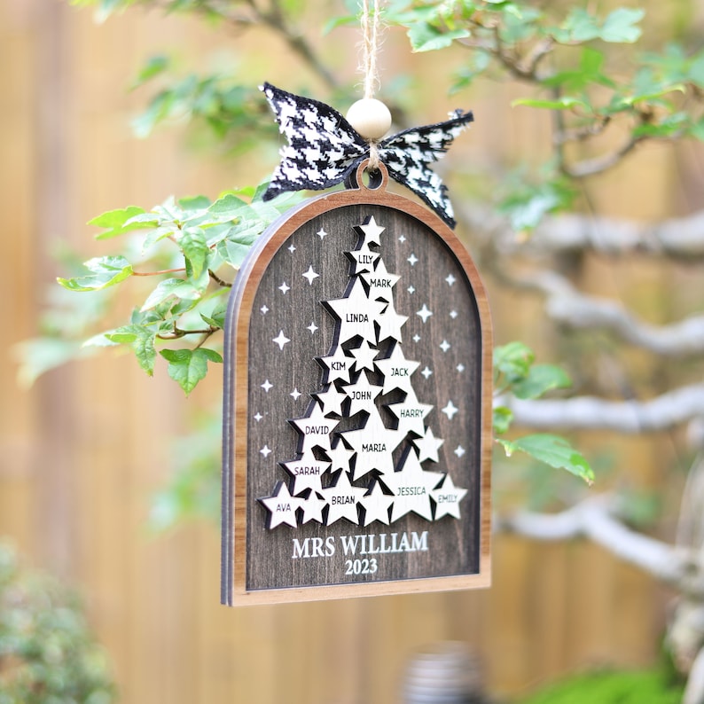 Custom Teacher Christmas Ornament, Class List, Laser Engraved Wood - Etsy