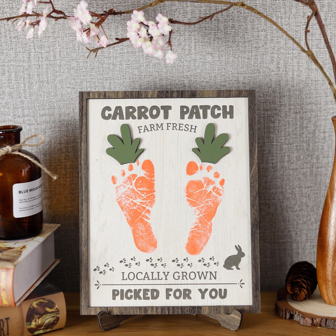 Kids First Easter Footprint Keepsake, Baby Carrot Patch Sign, Toddlers ...