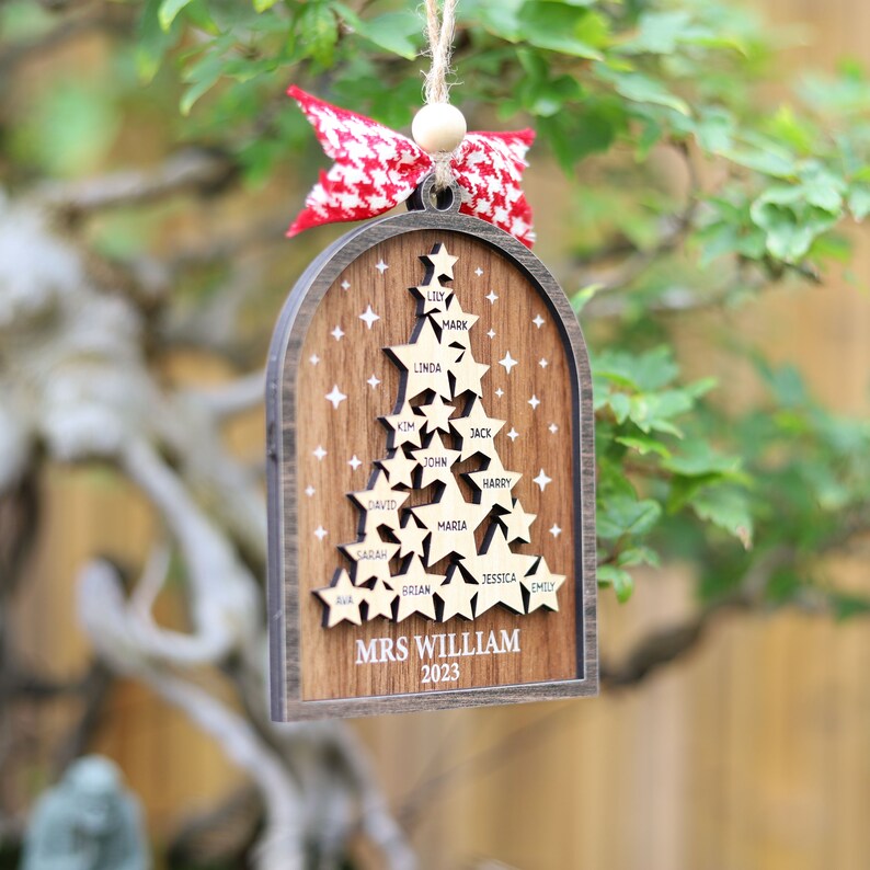 Custom Teacher Christmas Ornament, Class List, Laser Engraved Wood - Etsy