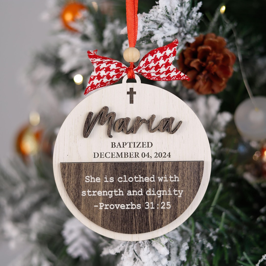 Bible Verse Baptism Kids Ornament, God Bless Christening Ornament, Girl ...