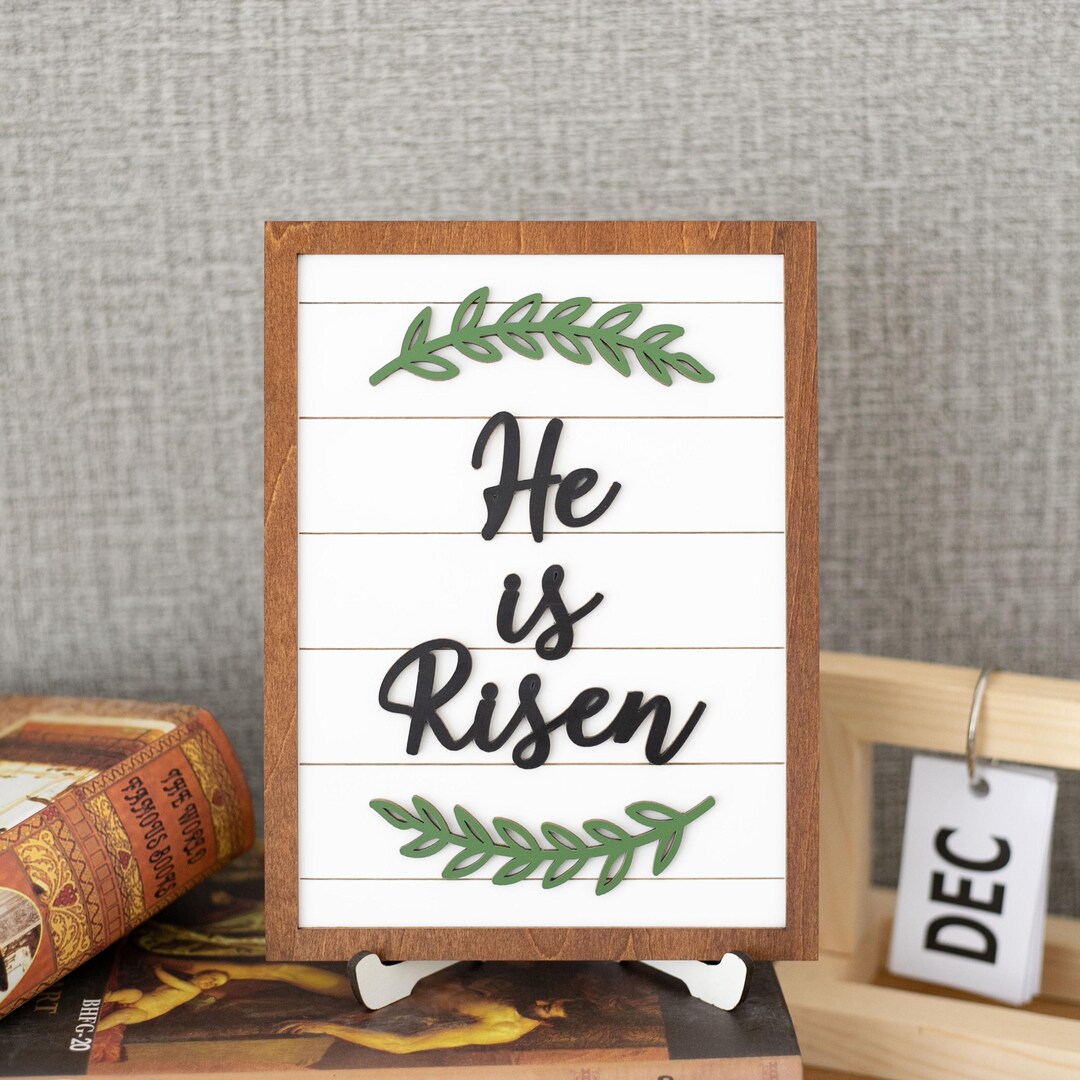 He is Risen Easter Home Decor Sign, Easter Engraved Wood Sign, Easter ...