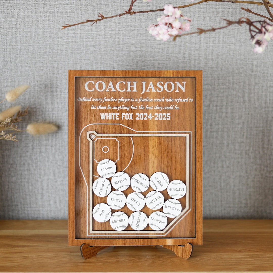 Personalized Baseball Coach Thank You Gift, 3D Baseball Coach Sign ...