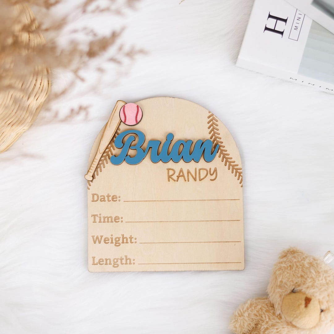 Arched Baseball Baby Birth Stats Sign, Personalized Baseball Baby ...