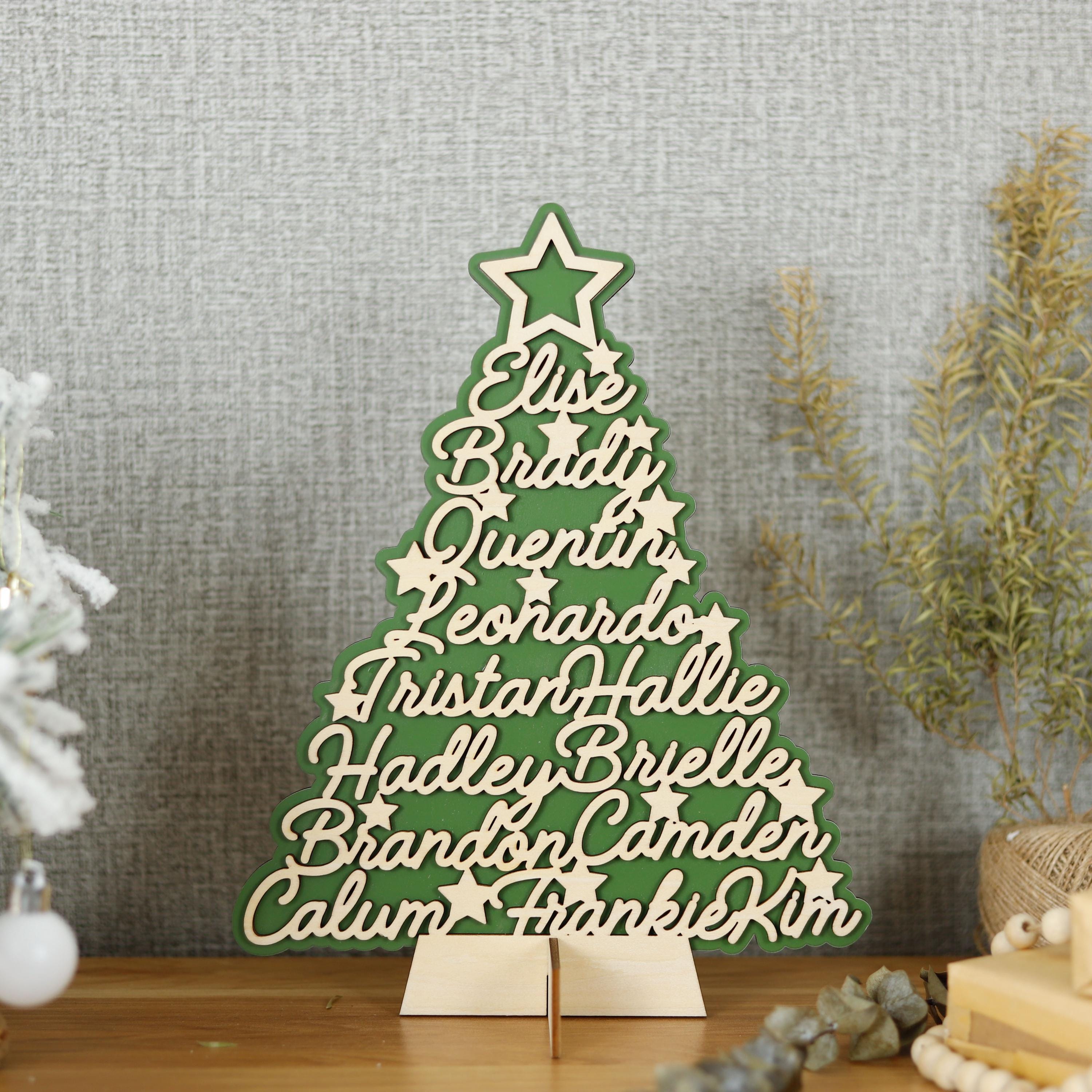 Personalized Christmas Wooden Tree for Grandparents, Grandkids Names ...