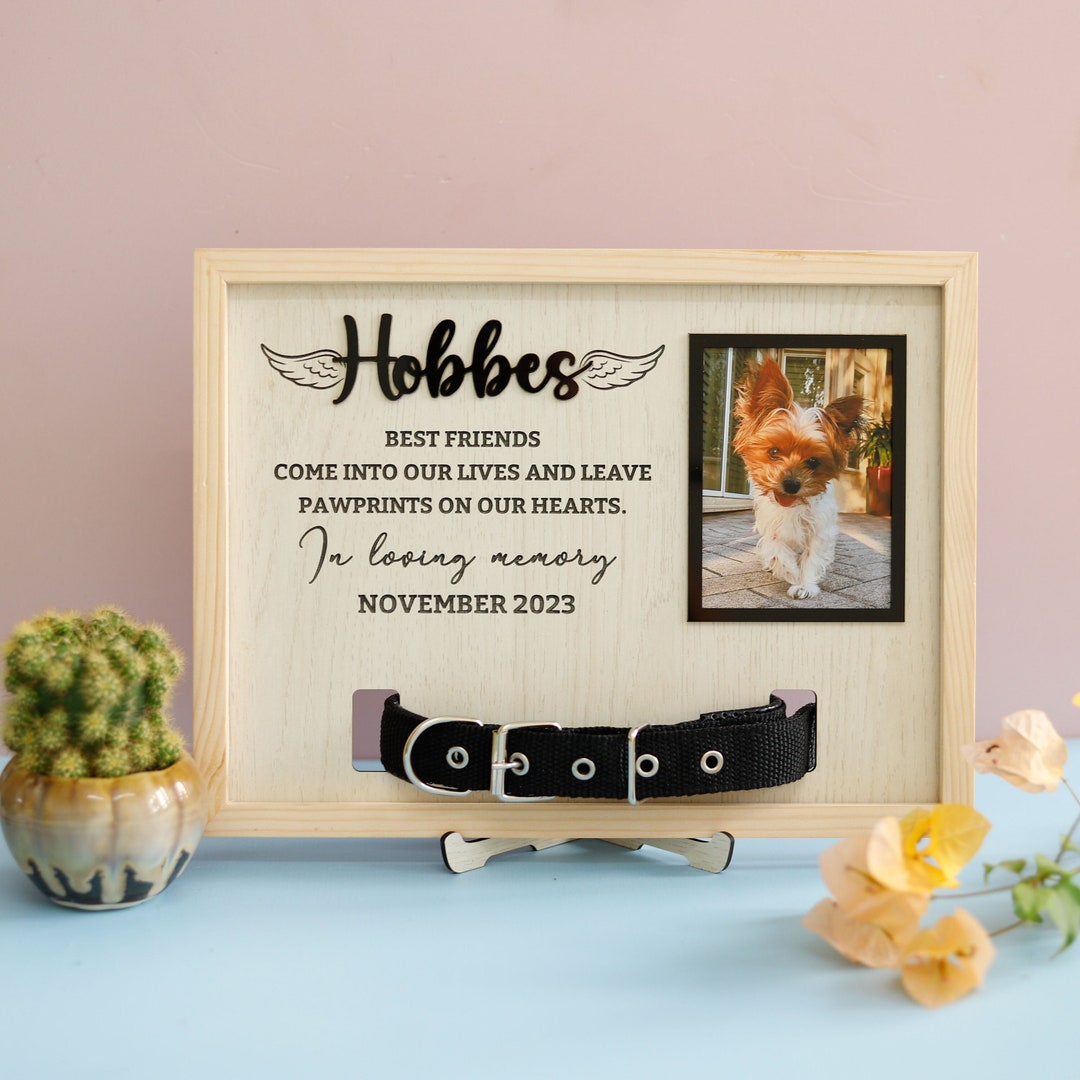 Dog Memorial Frame With Photo, Custom Memorial Pet Collar Frame, Pets ...