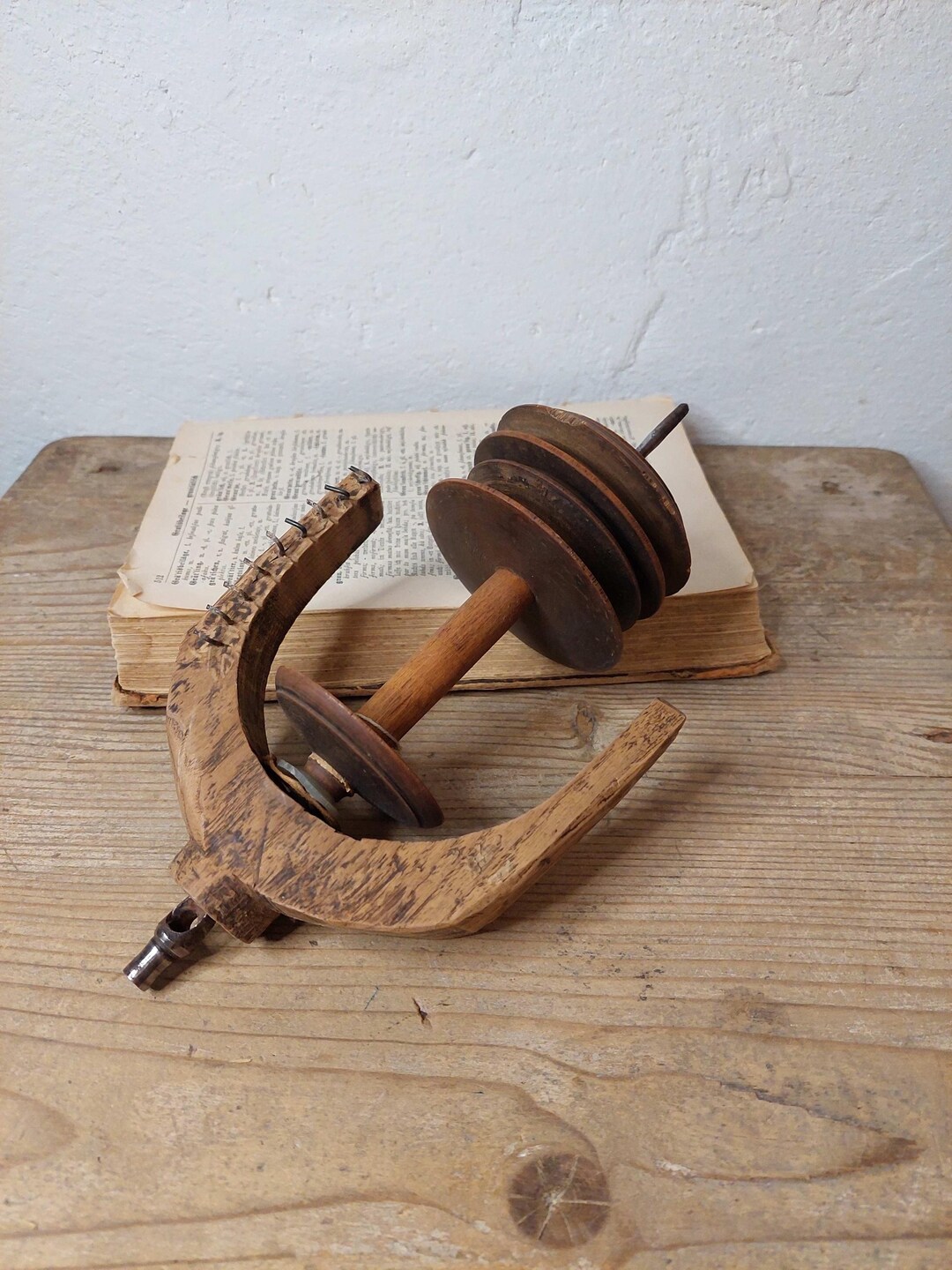 Old Spinning Wheel Spool Spinning Bobin Antique Spare Wheel Spool Flyer ...