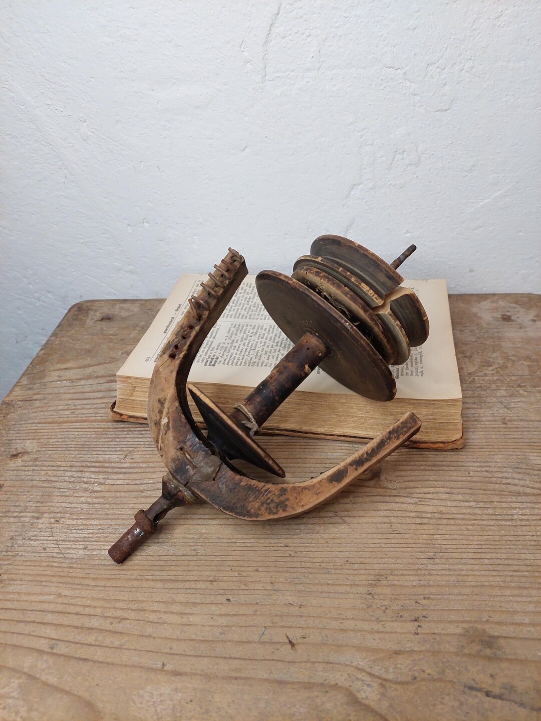 Old Spinning Wheel Spool Spinning Bobin Antique Spare Wheel Spool Flyer ...