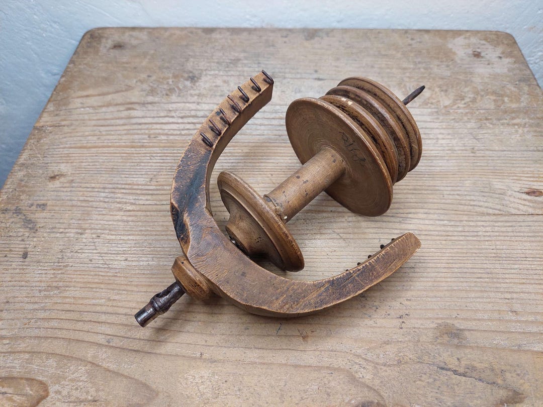 Old Spinning Wheel Spool Spinning Bobin Antique Spare Wheel Spool Flyer ...