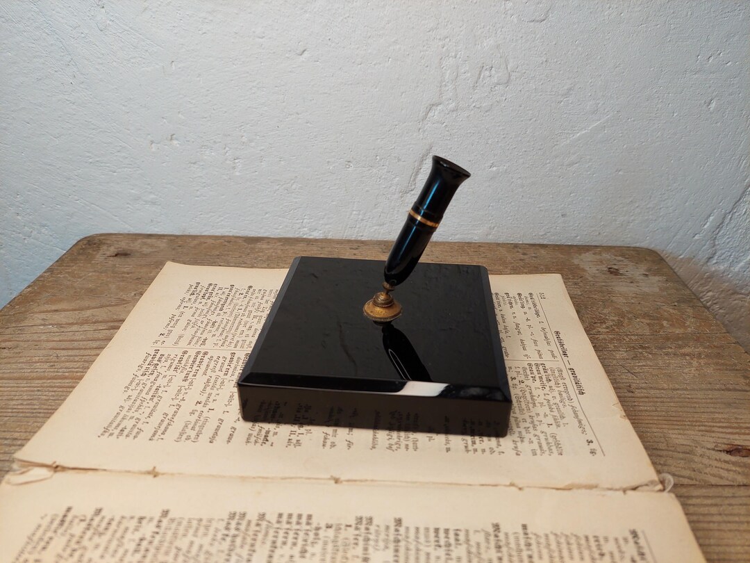 Old Waterman Desk Pen Holder Black Glass Watermans Fountain Pen Holder ...