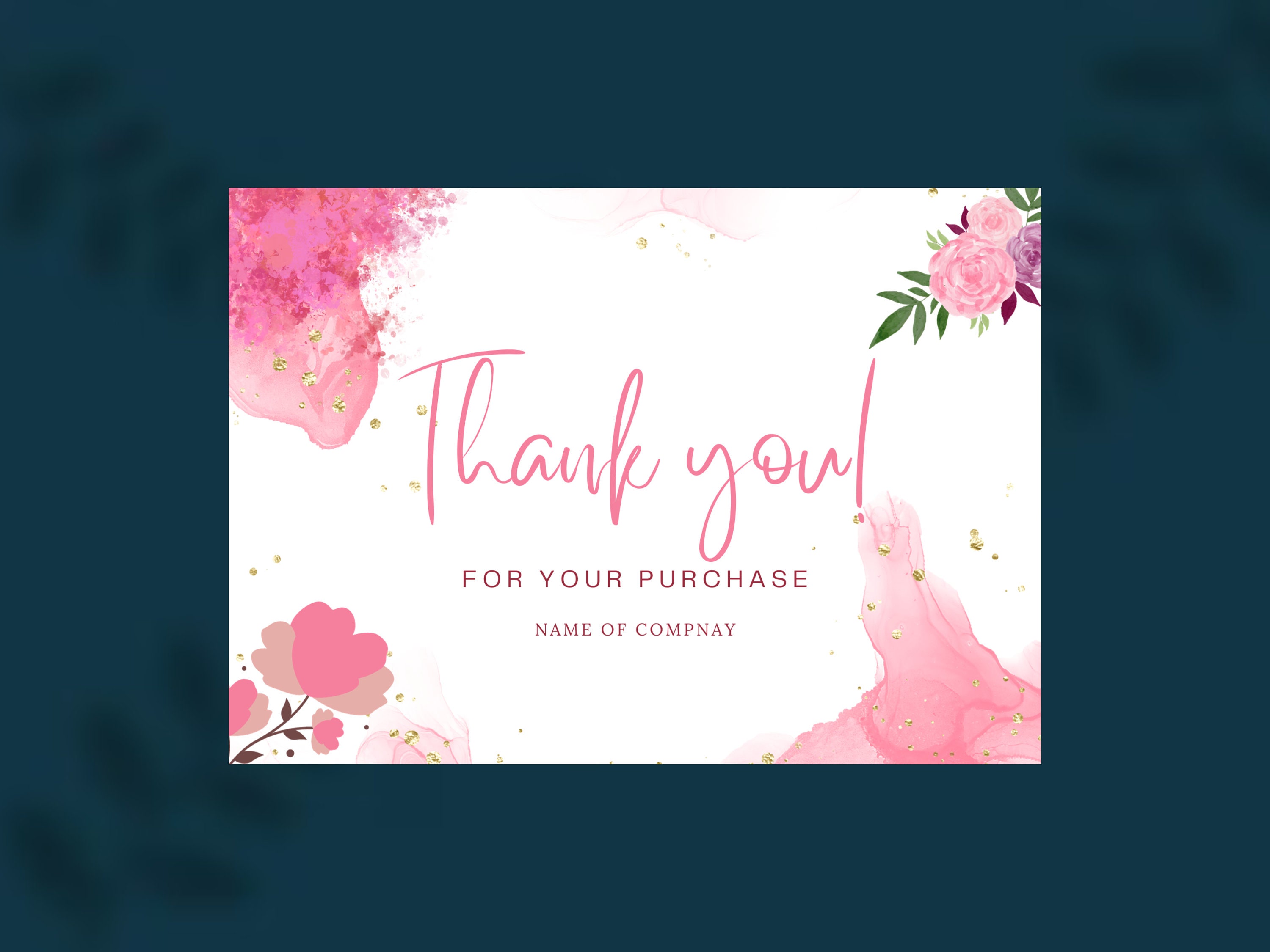 Chic Floral Thank You Card Template | Elegant Gratitude Note | Editable ...