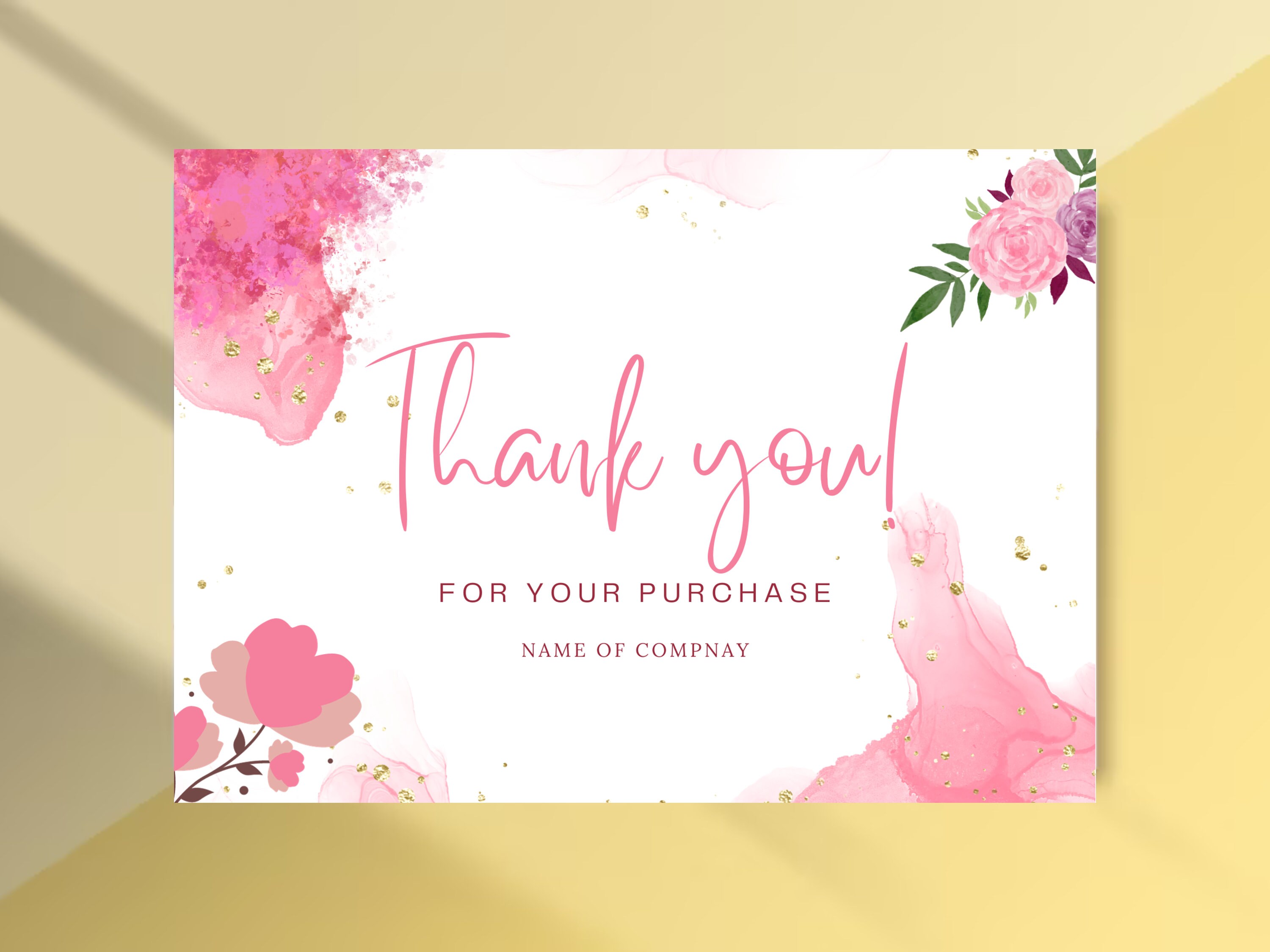Chic Floral Thank You Card Template | Elegant Gratitude Note | Editable ...