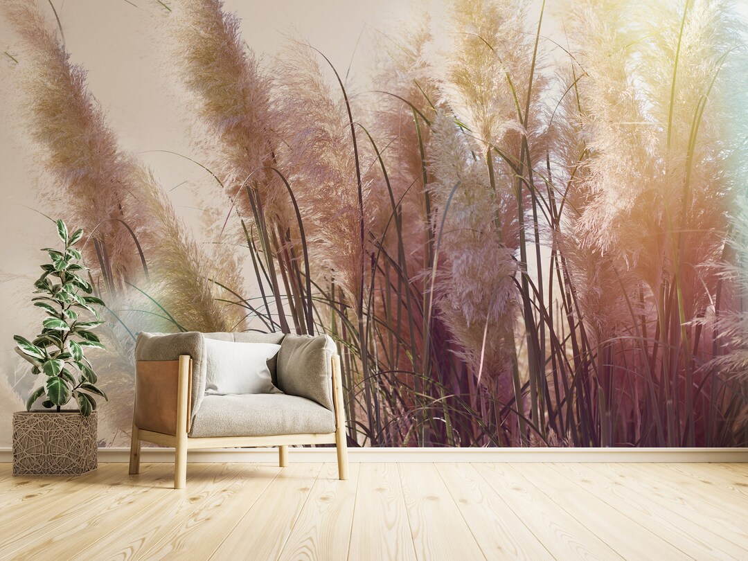 Boho Reeds Mural: Wallpaper - Etsy