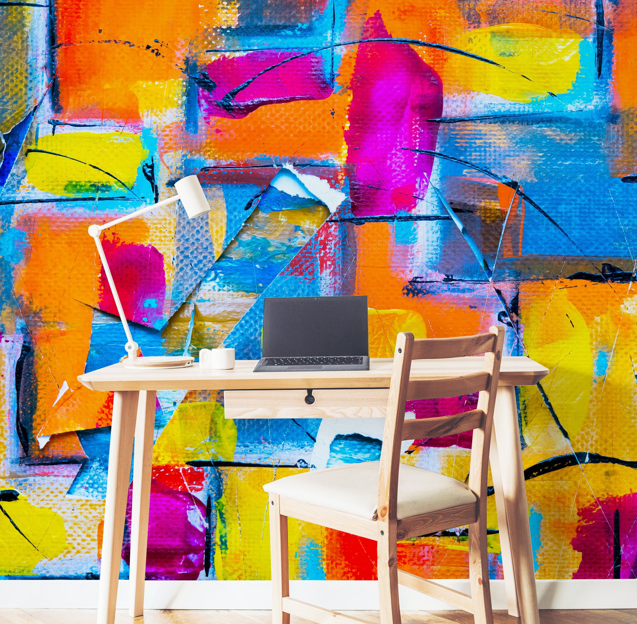 Abstract Wallpaper Abstract Mural Abstract Painting Mural - Etsy