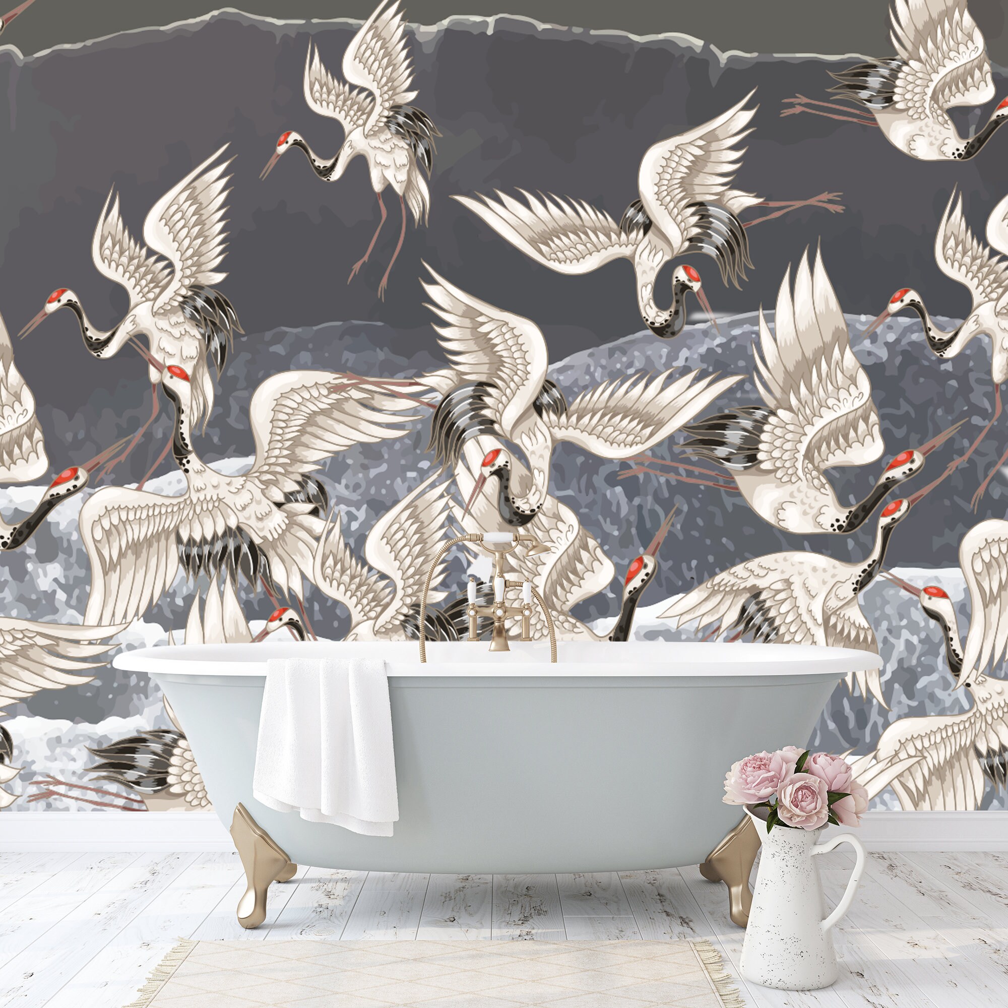 Crane bird Wallpaper Crane Wallpaper Crane Dark Wallpaper | Etsy