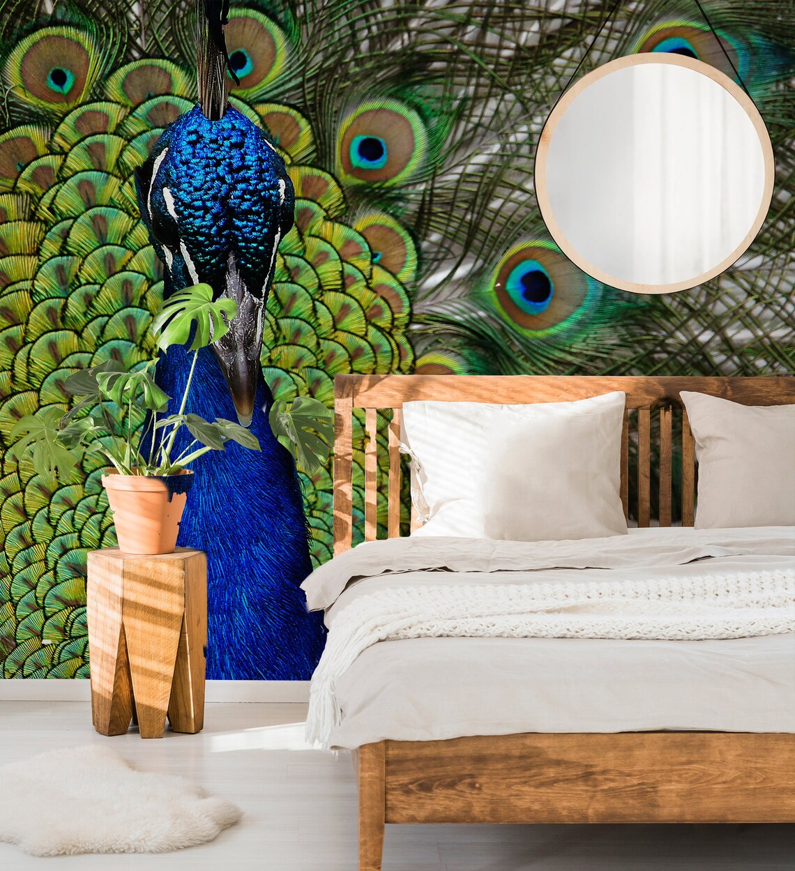 Peacock Wallpaper Peacock Mural Bird Wallpaper Bird Mural - Etsy