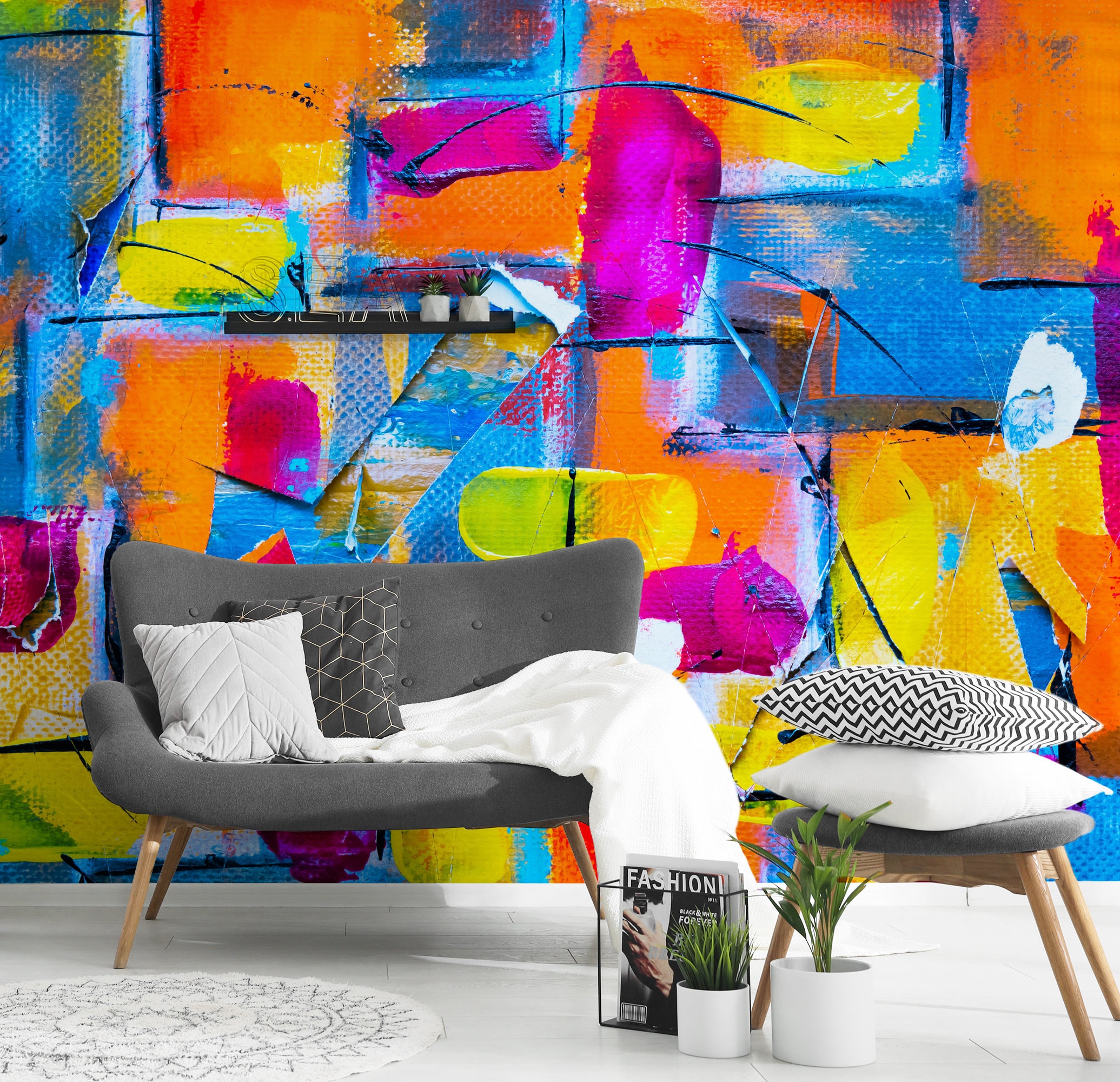 Abstract Wallpaper Abstract Mural Abstract Painting Mural - Etsy