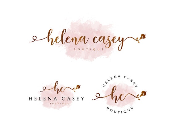 Beautiful Pink and Gold Logo Beauty Logo Design Boutique - Etsy