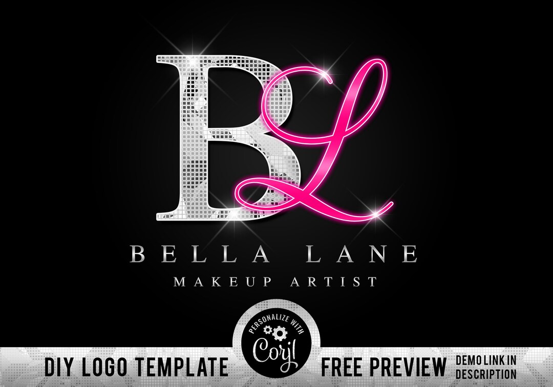 DIY Pink Neon Logo, Makeup Artist Logo, Beauty Logo, Boutique Logo ...