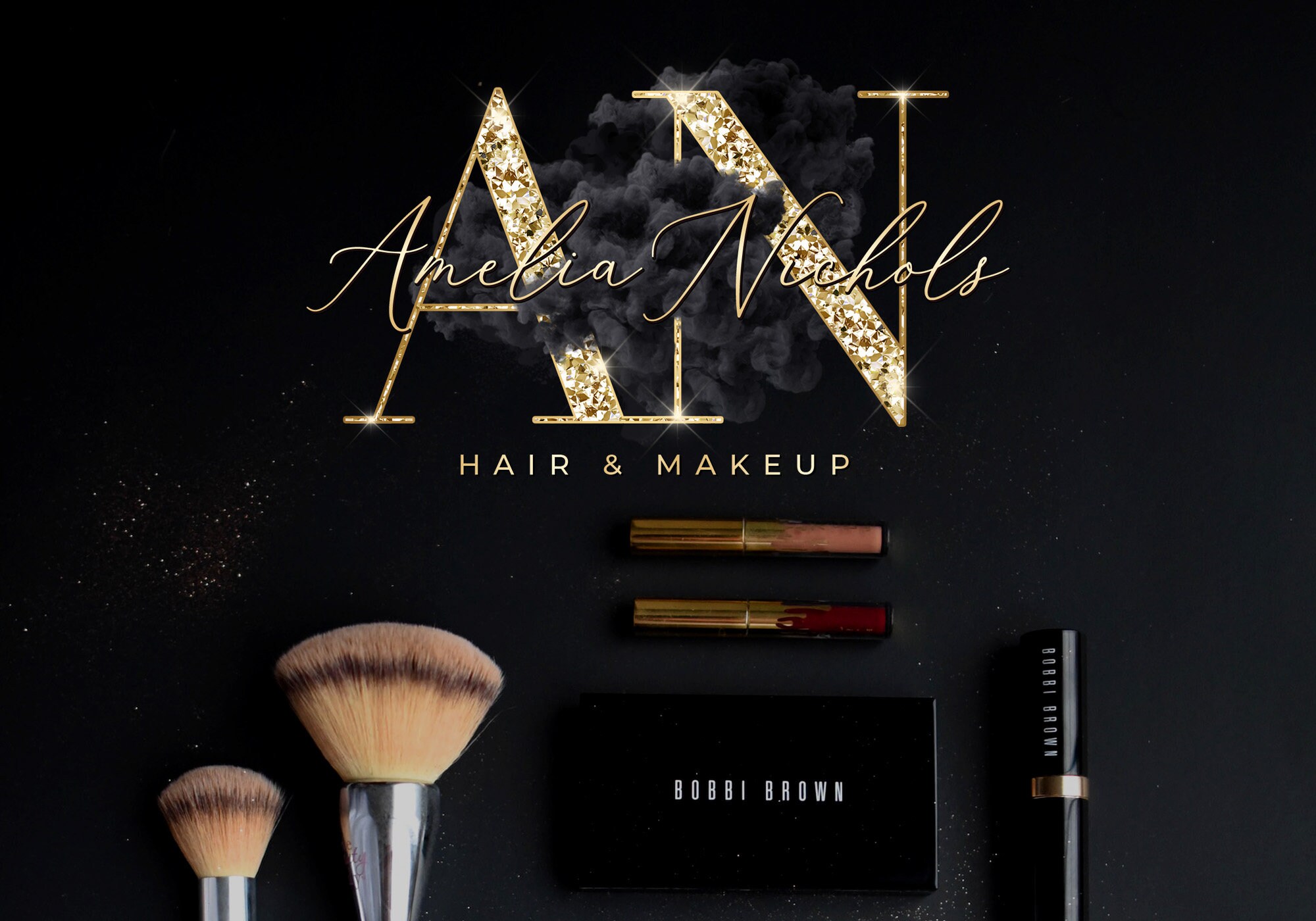 Gold Black Watercolor Logo Smoke Logo Beauty Logo Makeup - Etsy