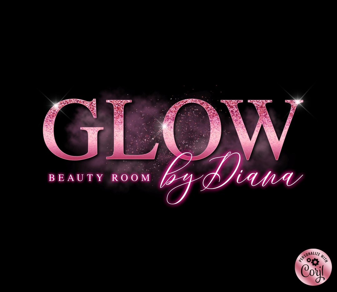 Pink Logo, Beauty Logo, Glitter Logo, Corjl Logo, Editable Logo, DIY ...