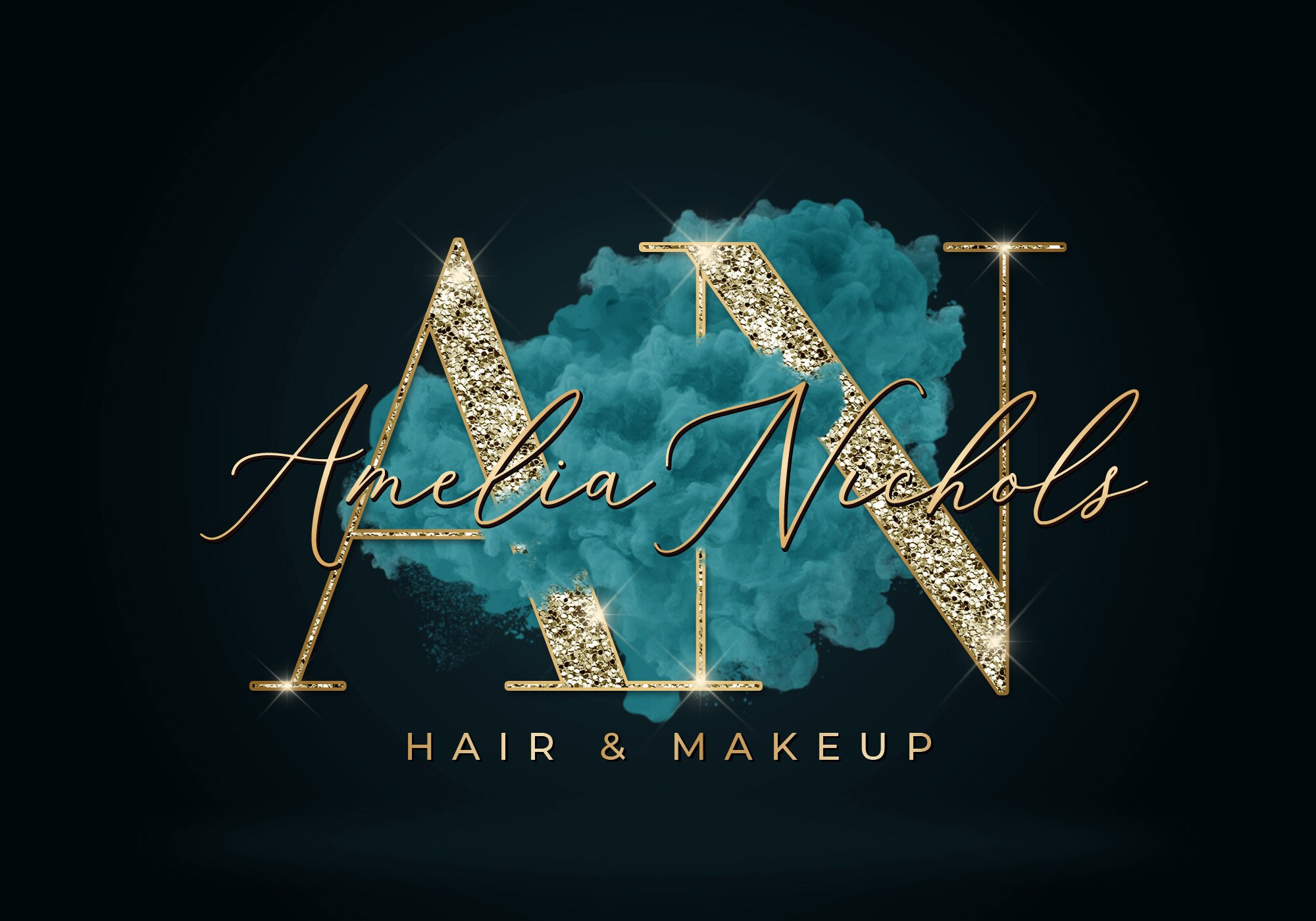 Turquoise Watercolor Logo, Gold Logo, Beauty Logo, Smoke Logo, Glitter ...