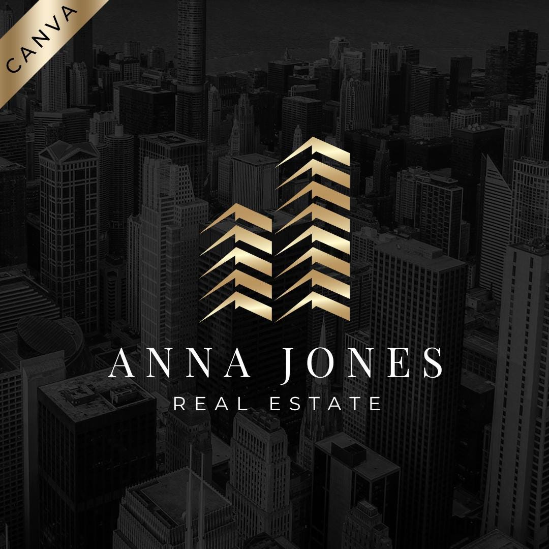 Modern Real Estate Logo, Gold Building Design (canva Template) - Etsy