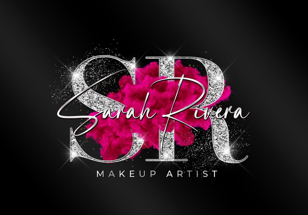 Pink Glitter Makeup Logo, Silver Sparkle Design - Etsy