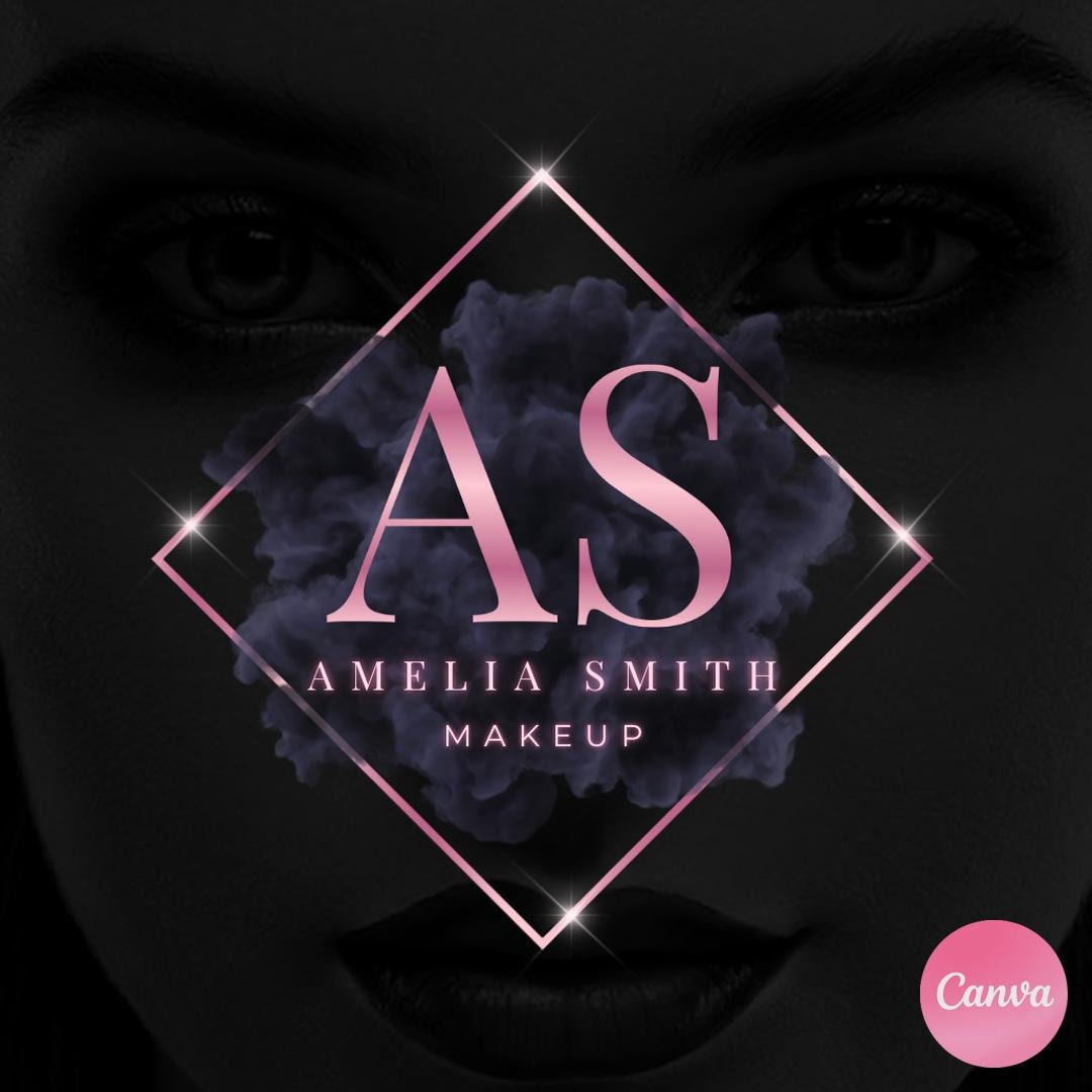 Pink Logo, Beauty Logo, Smoke Logo, Canva Logo Template, Glitter Logo ...