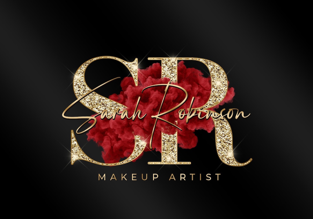 Red Gold Watercolor Logo, Red Smoke Logo, Beauty Logo, Glitter Logo ...