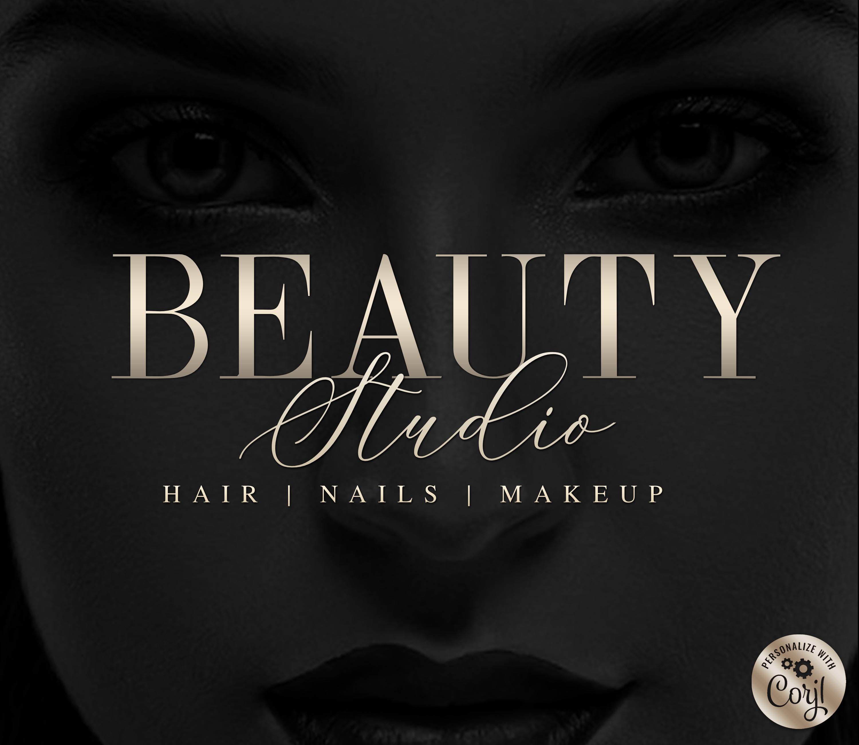 Gold Logo, Beauty Logo, Beige Logo, Corjl Logo, Editable Logo, DIY Logo ...