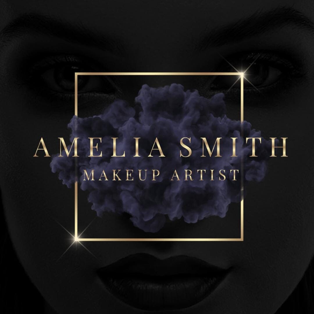 Gold Square Frame Logo, Smoke Effect, Canva Template (digital Download ...