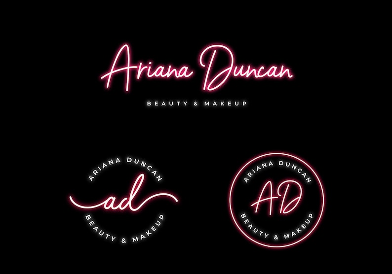 Premade Pink Neon Beauty Logo Design - Etsy