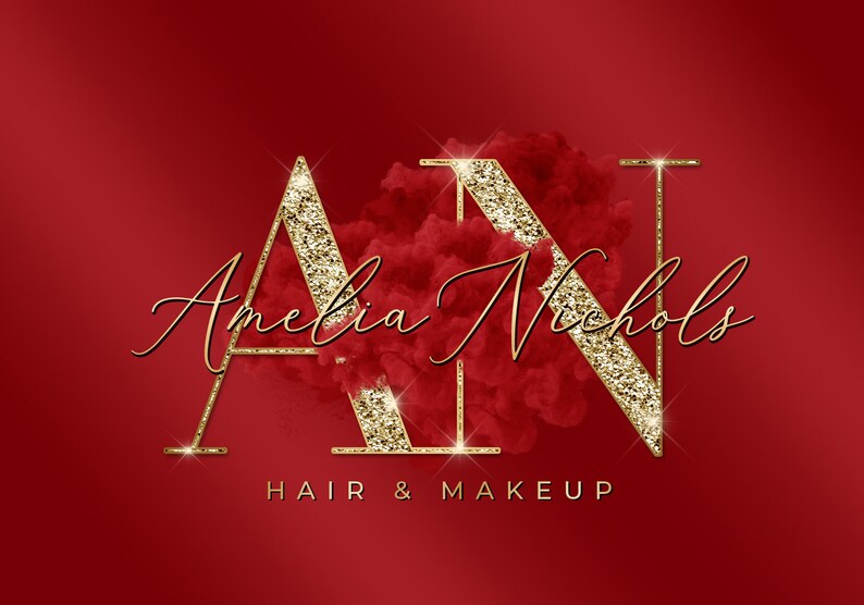 Red Gold Watercolor Logo Red Smoke Logo Beauty Logo Glitter - Etsy