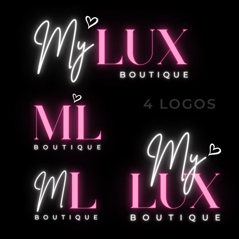 Pink Neon Beauty Logo Set, Editable Canva Templates (digital Download ...