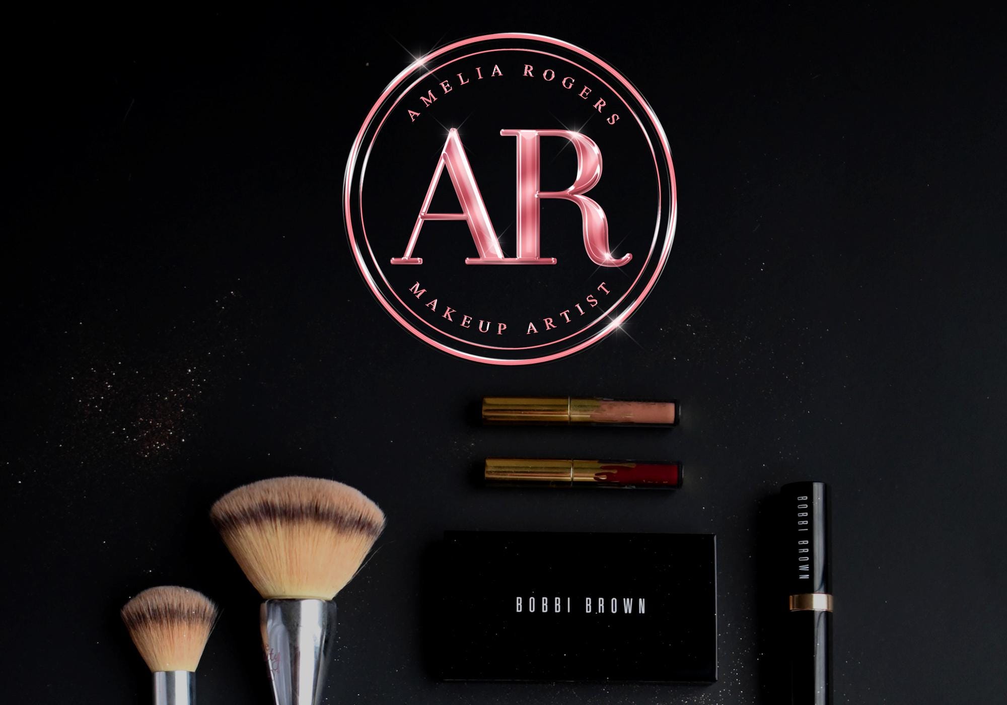Pink Logo, Beauty Logo, Chrome Logo, Glitter Logo, Sparkle Logo, Makeup ...