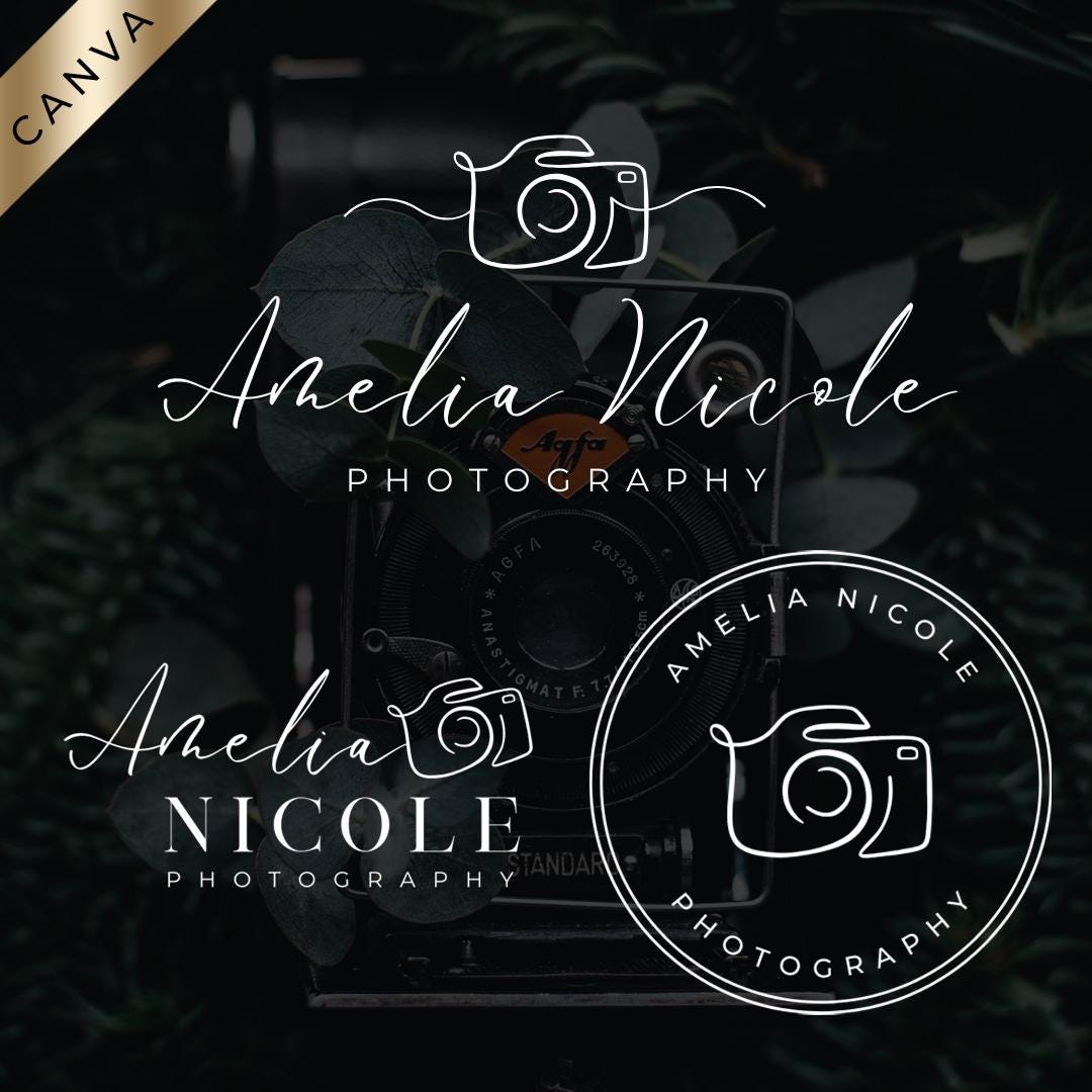 Minimalist Photography Logo, Editable Camera Watermark (canva Template ...