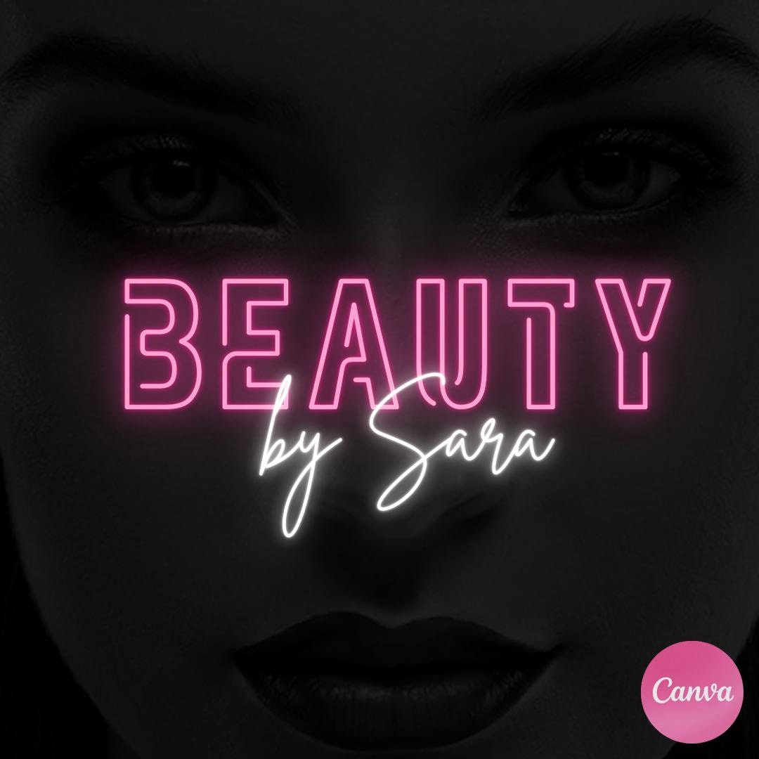 Pink Neon Logo, Beauty Logo, Canva Logo Template, Pink Beauty Logo ...
