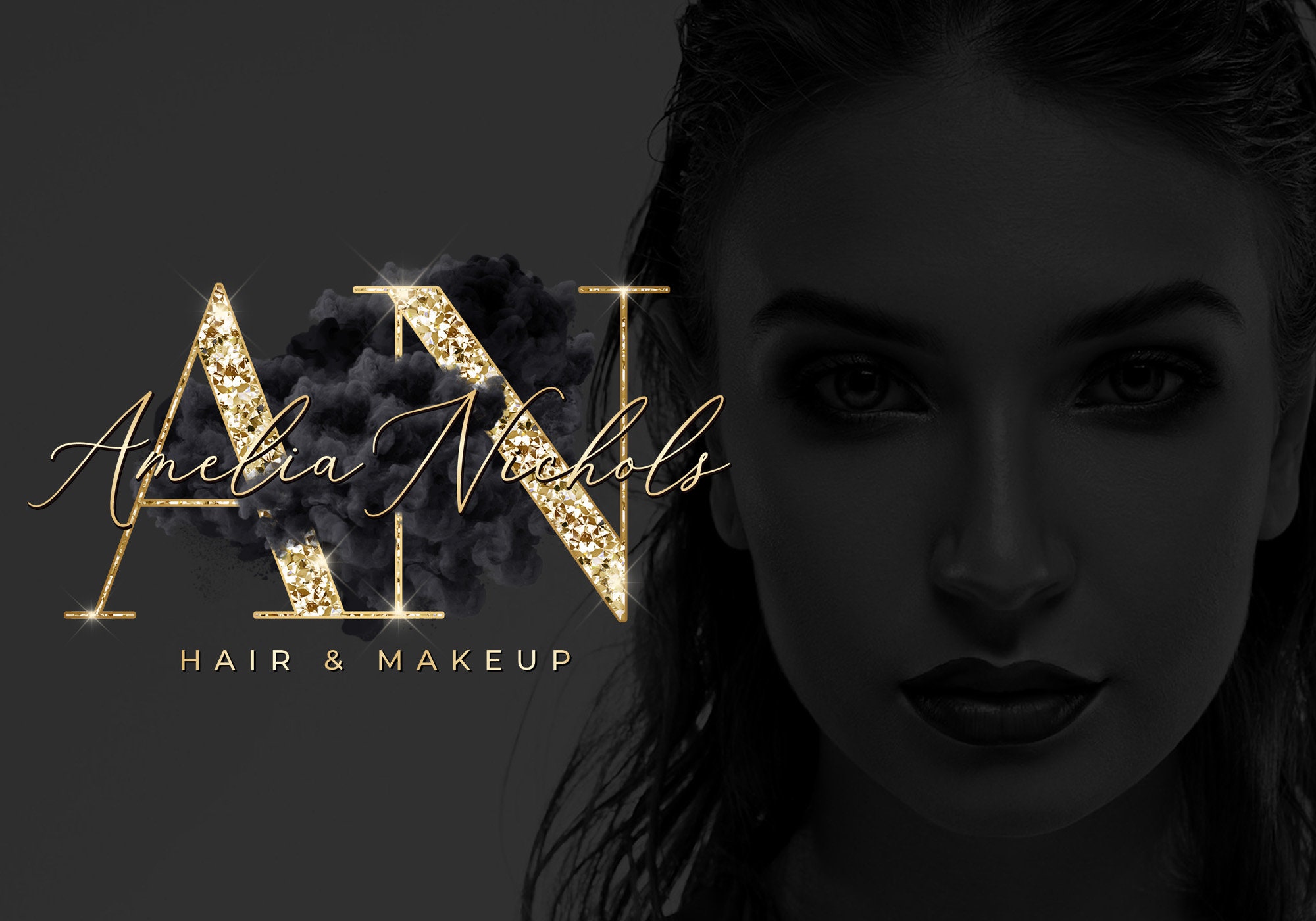 Gold Black Watercolor Logo Smoke Logo Beauty Logo Makeup - Etsy
