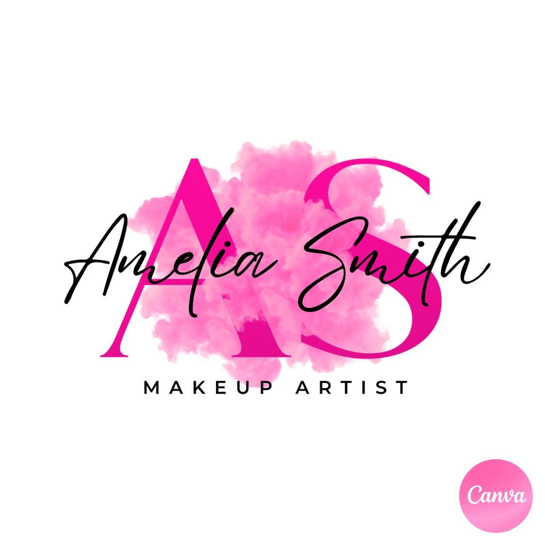 Pink Logo, Beauty Logo, Smoke Logo, Canva Logo Template, Makeup Logo ...