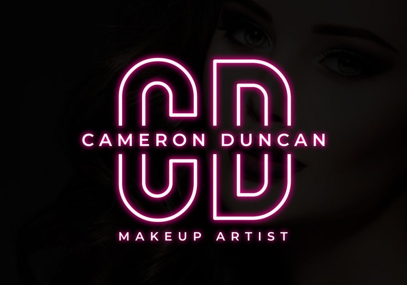 Beautiful Pink Purple Blue Neon Logo, Makeup Artist Logo, Premade Neon ...