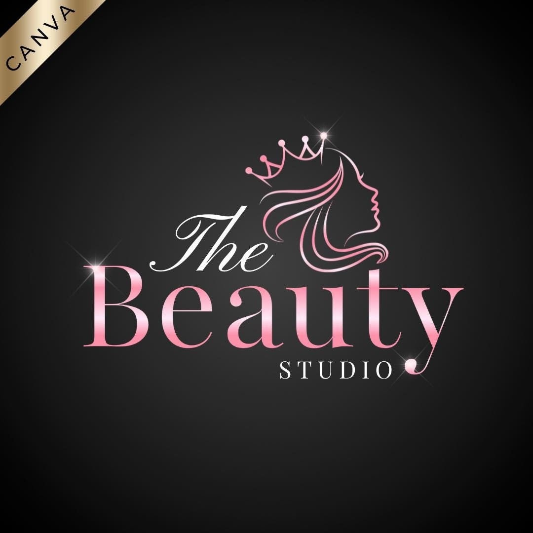 Beauty Logo, Pink Logo, Canva Logo, Glitter Logo, Face Logo, Crown Logo ...