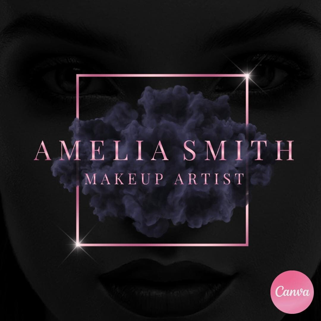 Pink Logo, Beauty Logo, Smoke Logo, Canva Logo Template, Glitter Logo ...
