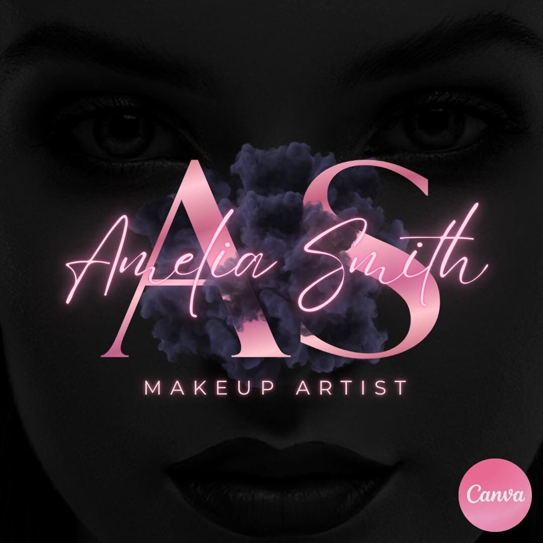 Pink Logo, Beauty Logo, Smoke Logo, Canva Logo Template, Neon Logo ...